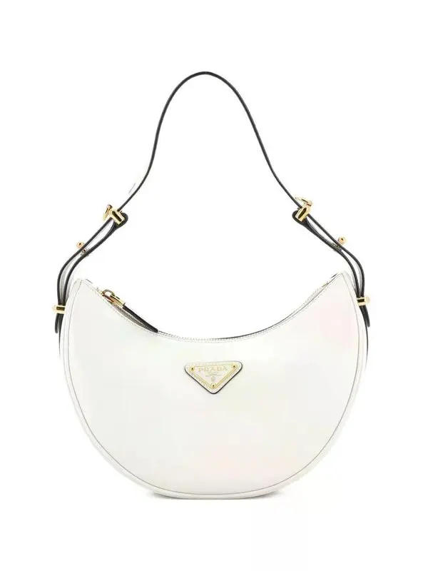 Prada Arque Half Moon Leather Hobo Bag - White