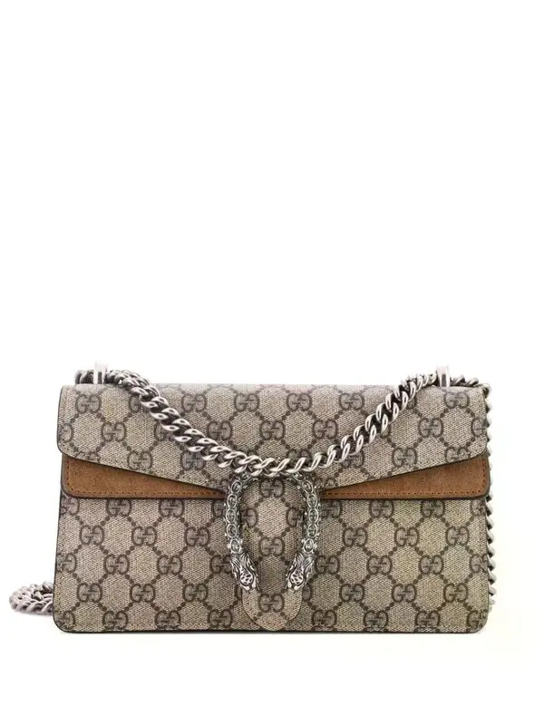 Gucci Dionysus Gg Coated Canvas Small Shoulder Bag With Crystal Embellished Metal - Brown