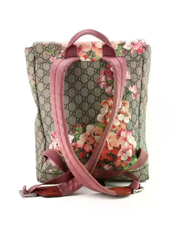 Gucci Buckle Blooms Print Gg Coated Canvas Medium Backpack