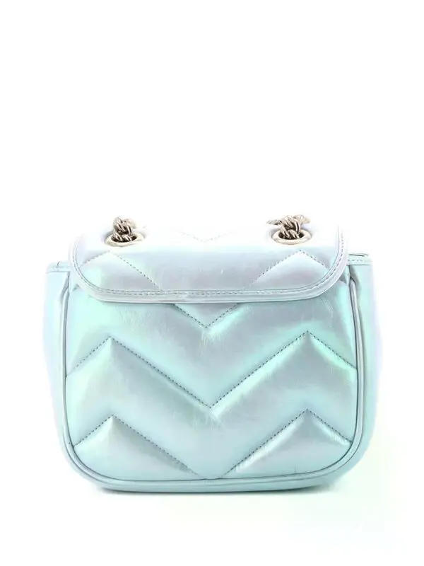 Gucci Gg Marmont Chevron Iridescent Leather Mini Shoulder Bag - Metallic