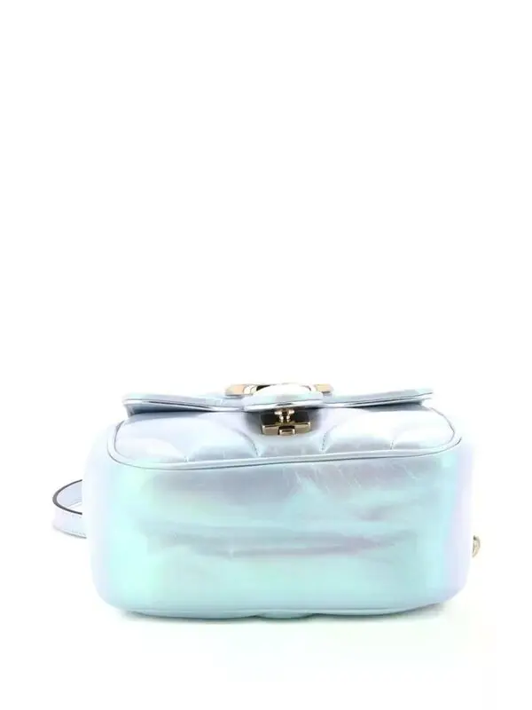 Gucci Gg Marmont Chevron Iridescent Leather Mini Shoulder Bag - Metallic
