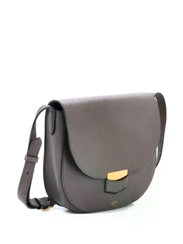 Celine Trotteur Grainy Leather Medium Crossbody Bag - Grey