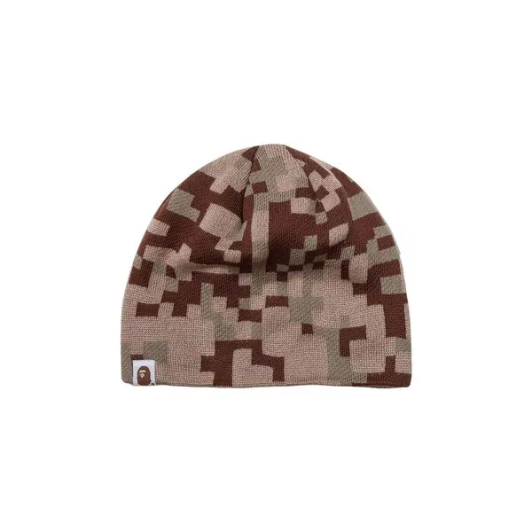 A BATHING APE X Kazuki Kuraishi Pixelate Camo Beanie - Cream