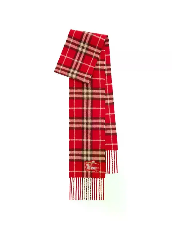 Burberry Check Fringing Scarf - Red