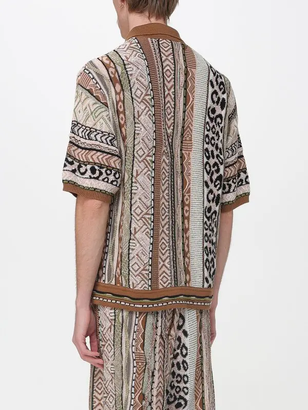 LANEUS Knitted Shirt With Patchwork Motif