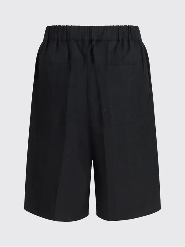 LANEUS Linen Blend Chino Shorts - Black