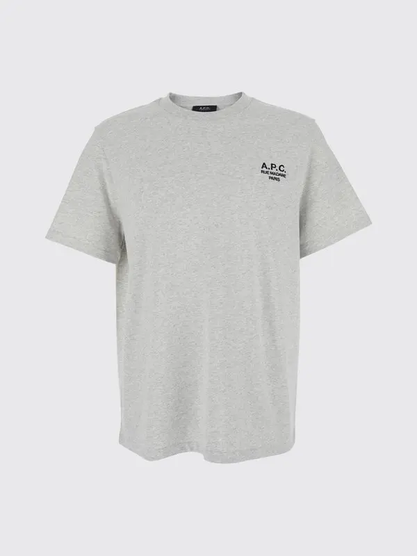 A.p.c. Short Sleeve Cotton T-shirt With Contrasting Logo Print - Grey