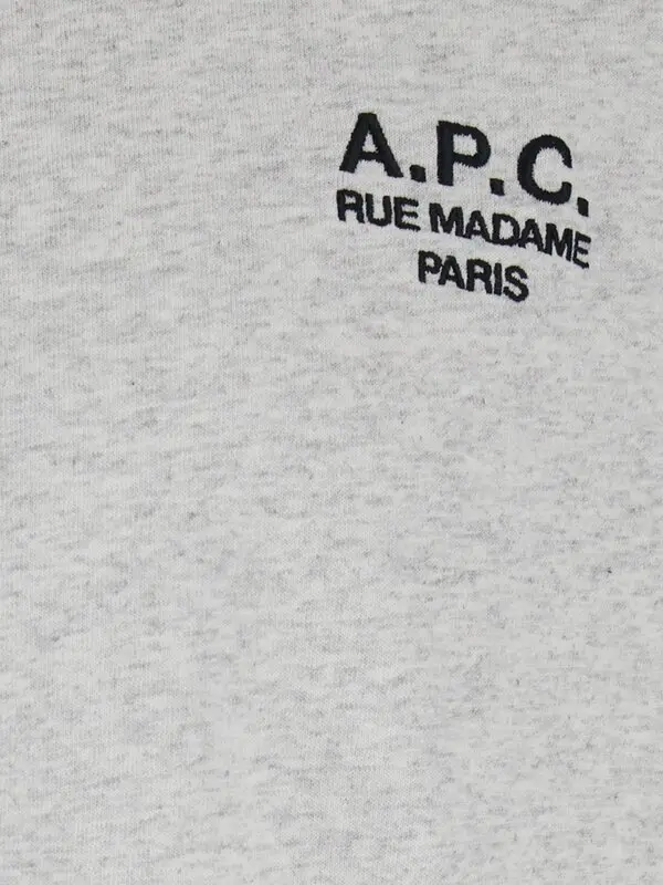 A.p.c. Short Sleeve Cotton T-shirt With Contrasting Logo Print - Grey