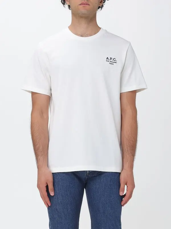 A.p.c. Short Sleeve Cotton T-shirt With Contrasting Logo Print - White