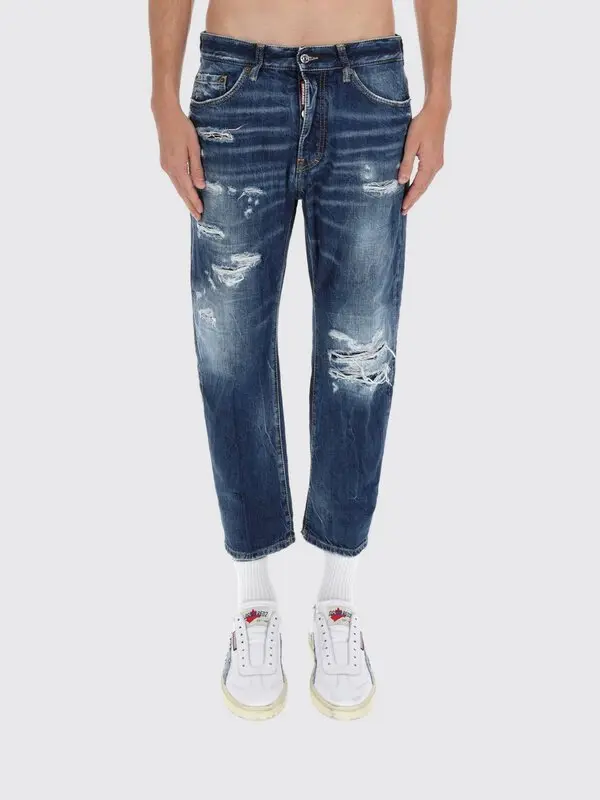 Dsquared2 Distressed Stretch Denim Slim Fit Jeans - Blue