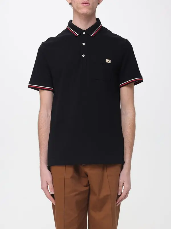 Valentino Garavani Cotton Polo Shirt With Logo - Black
