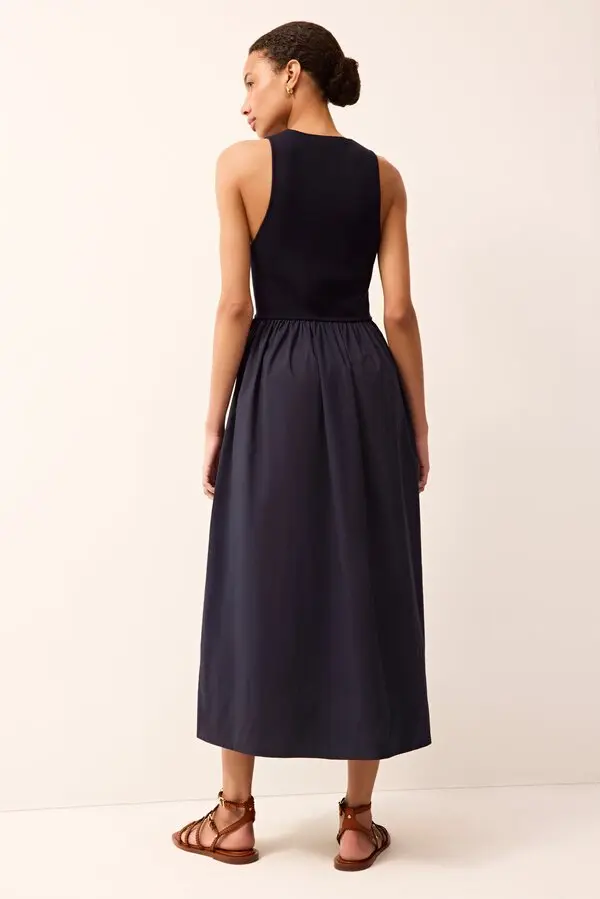 MARIE OLIVER Mixed Media Tank Dress - Naval