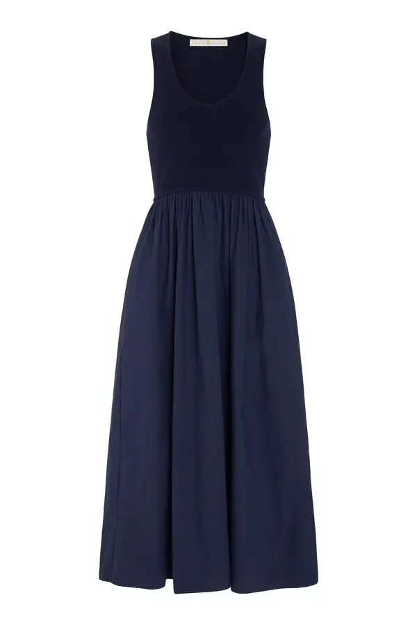 MARIE OLIVER Mixed Media Tank Dress - Naval