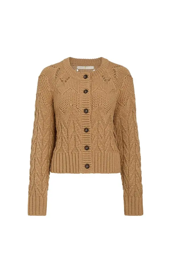 MARIE OLIVER Esme Button-front Cable Knit Cardigan