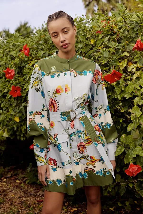 MARIE OLIVER Printed Cotton Shirt Dress