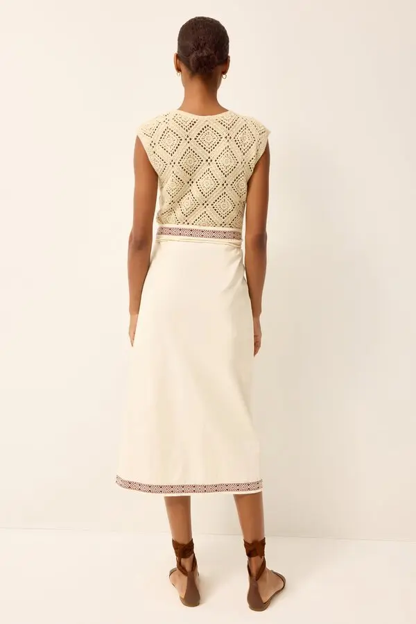 MARIE OLIVER Luca Embroidered Wrap Skirt - Ruby