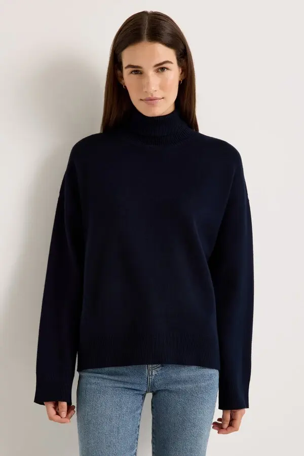 MARIE OLIVER Oversized Knit Sweater - Navy
