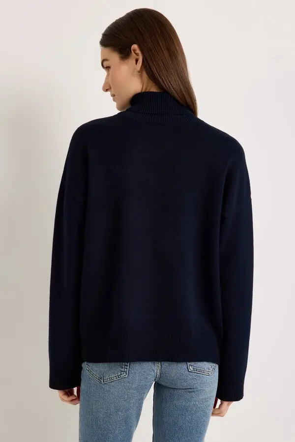 MARIE OLIVER Oversized Knit Sweater - Navy