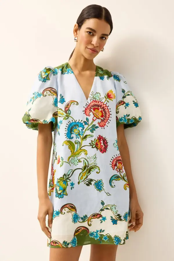 MARIE OLIVER Kiki Printed Ramie Dress - Delphi