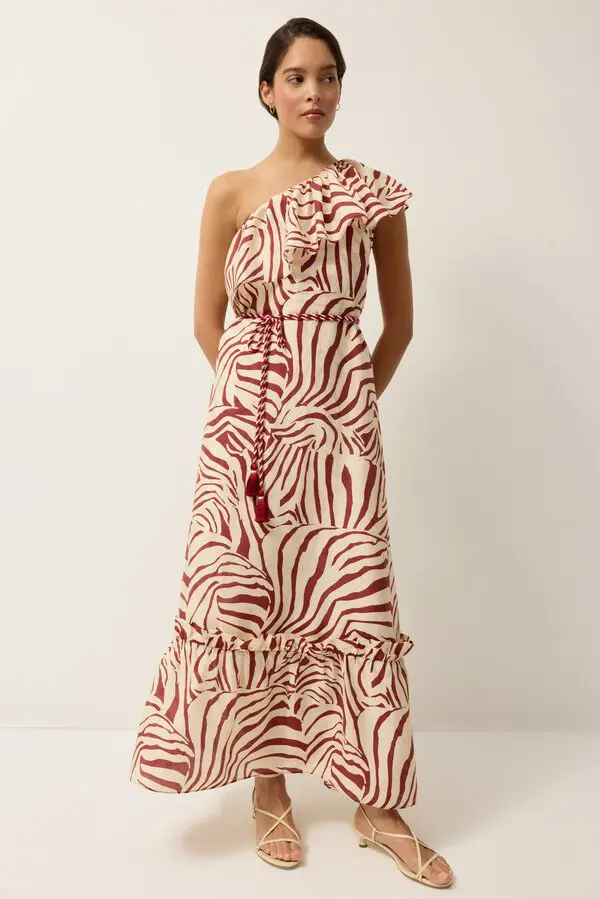 MARIE OLIVER Raya One-shoulder Striped Maxi Dress