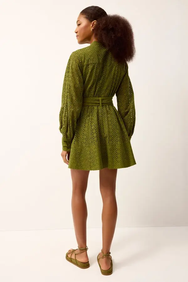 MARIE OLIVER Eyelet Shirt Dress With Belt