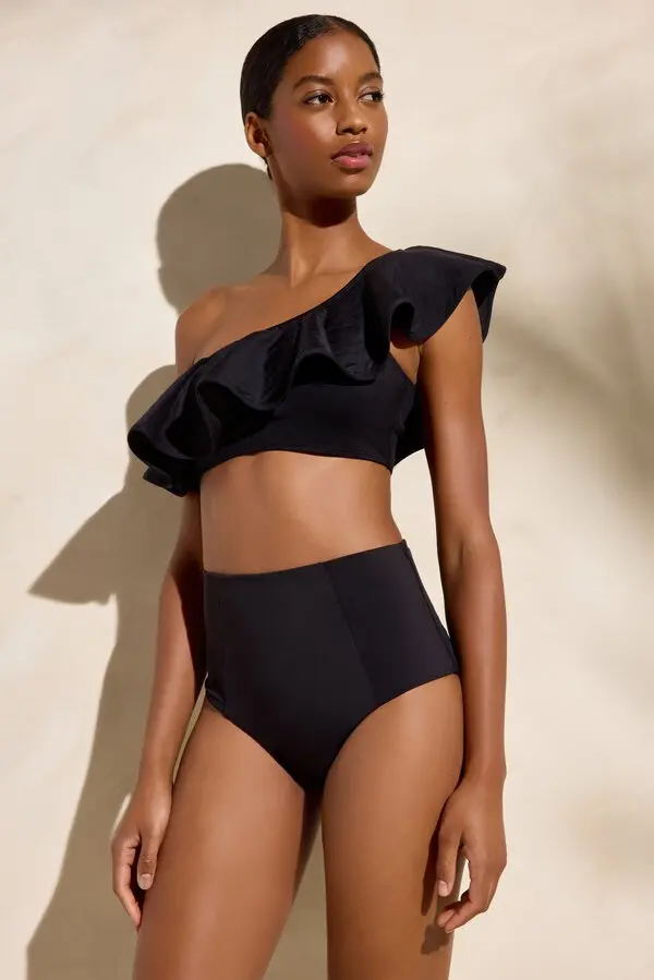 MARIE OLIVER Doris One-shoulder Bikini Top - Black