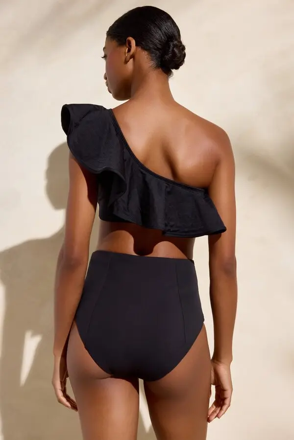 MARIE OLIVER Doris One-shoulder Bikini Top - Black