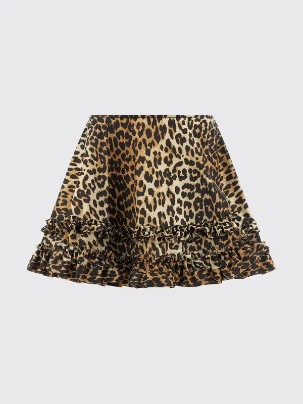 GANNI Animal Print Recycled Fabric Mini Skirt - Brown