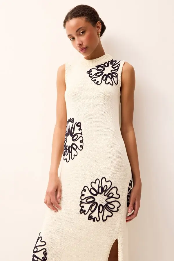 MARIE OLIVER Patricia Embroidered Knit Dress