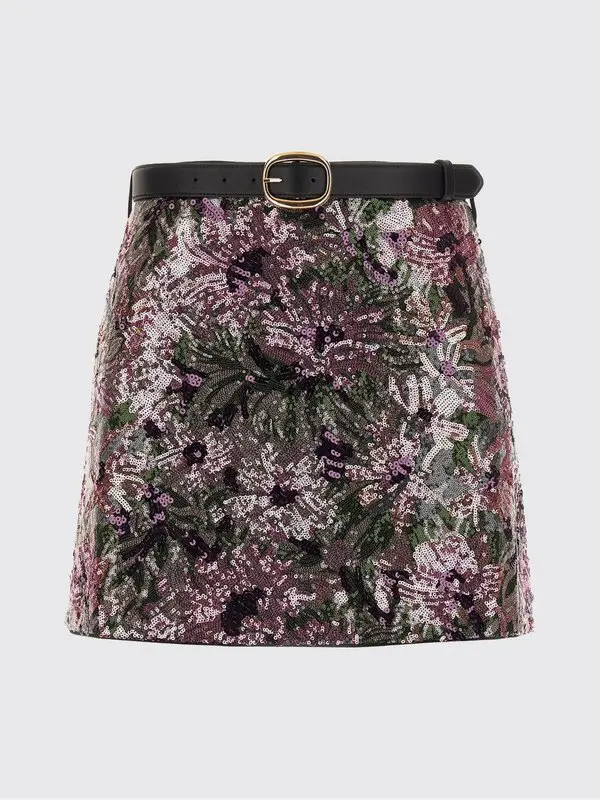 SELF-PORTRAIT Belted Floral Skirt