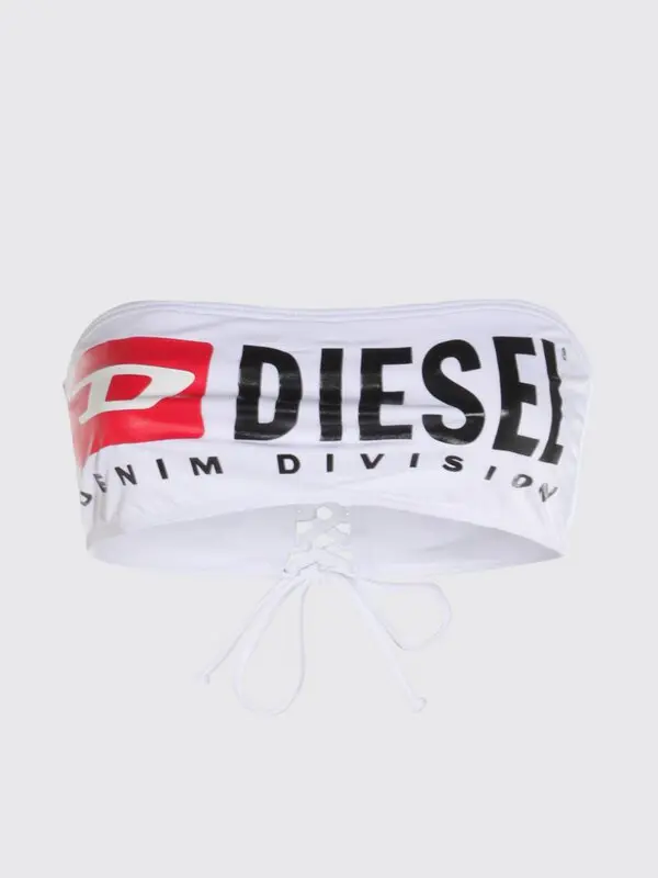 DIESEL® Denim Division" Strapless Bikini Top And Tie-side Bikini Bottoms - White