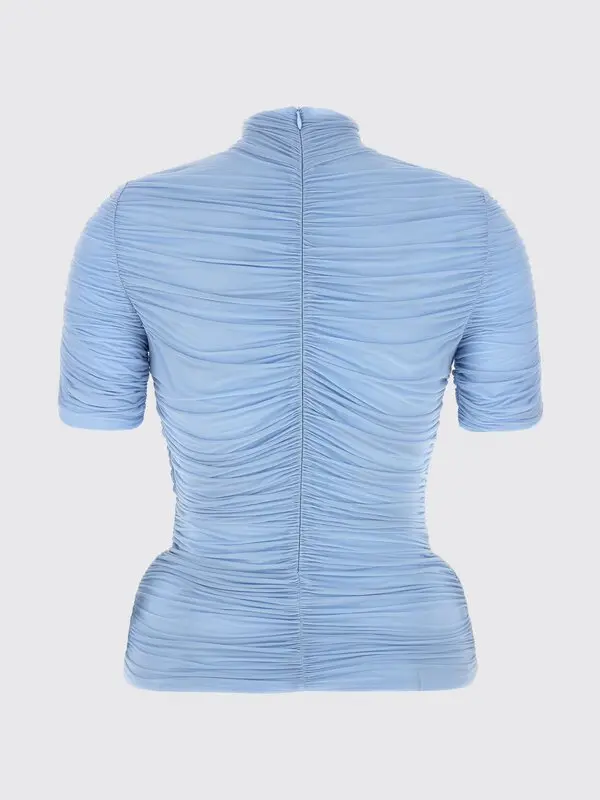 Magda Butrym Ruched Mock Neck Top With Floral Appliqu - Blue