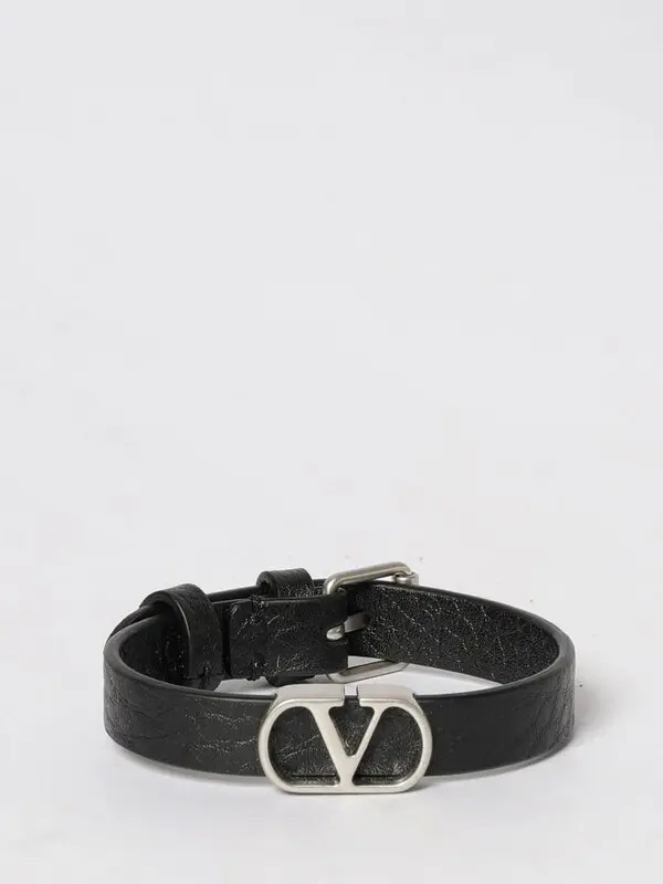 Valentino Garavani Vlogo Signature Leather Bracelet - Black