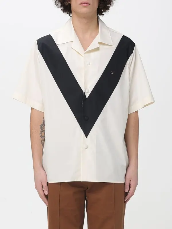 Valentino Garavani Cotton Shirt With Logo - Beige