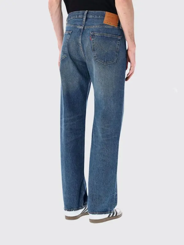 LEVI'S Straight Fit Cotton Denim Jeans With Worn Effect - Blue