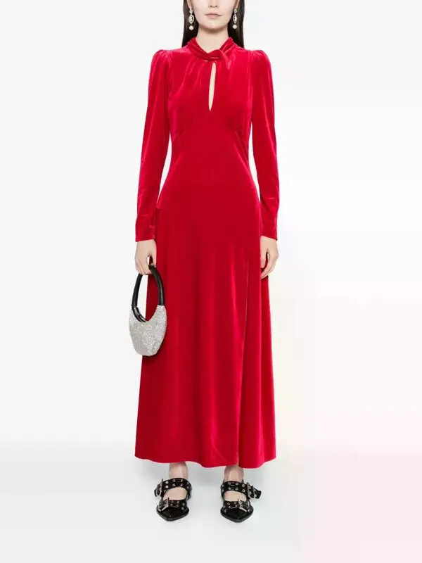 GANNI Velvet Jersey Gathered Maxi Dress