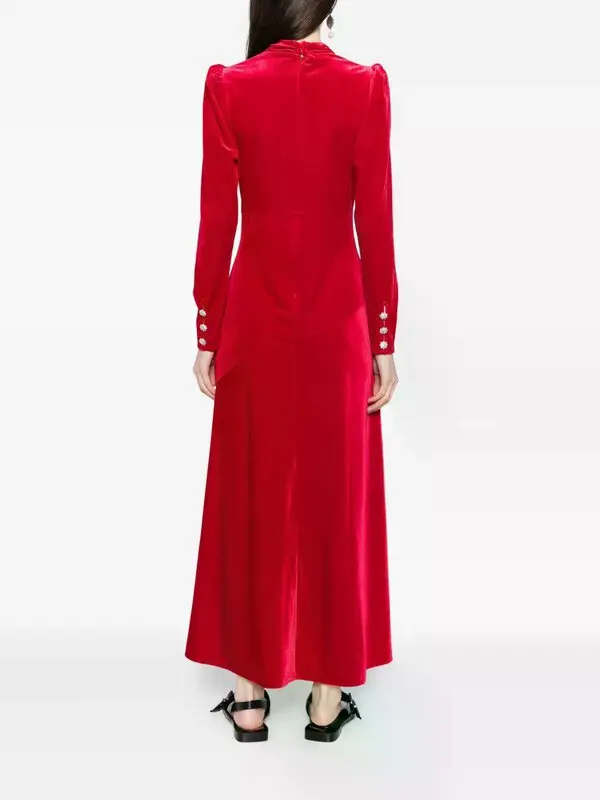GANNI Velvet Jersey Gathered Maxi Dress