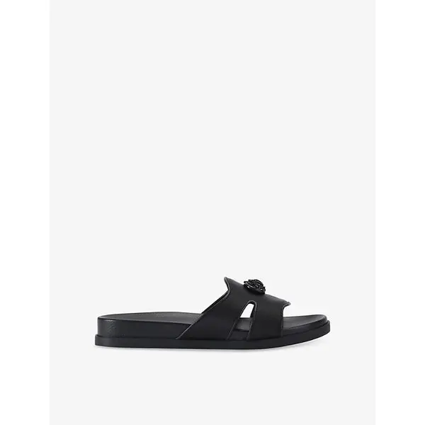 Kurt Geiger Faux-leather Slides With Embellishment - Black