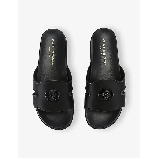 Kurt Geiger Faux-leather Slides With Embellishment - Black