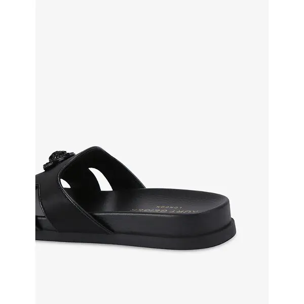 Kurt Geiger Faux-leather Slides With Embellishment - Black