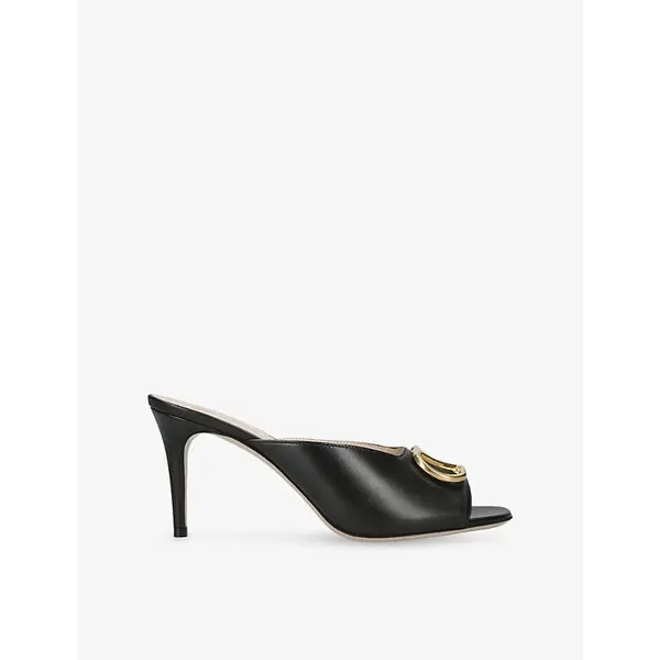 Valentino Garavani Vlogo Signature 80 Leather Heeled Mules - Black