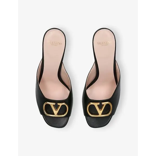 Valentino Garavani Vlogo Signature 80 Leather Heeled Mules - Black