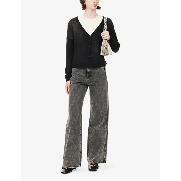 American Vintage V-neck Wool-blend Cardigan - Noir
