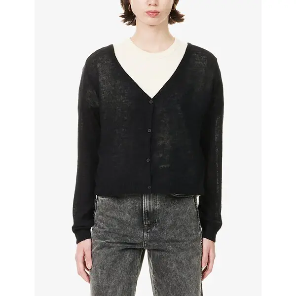American Vintage V-neck Wool-blend Cardigan - Noir