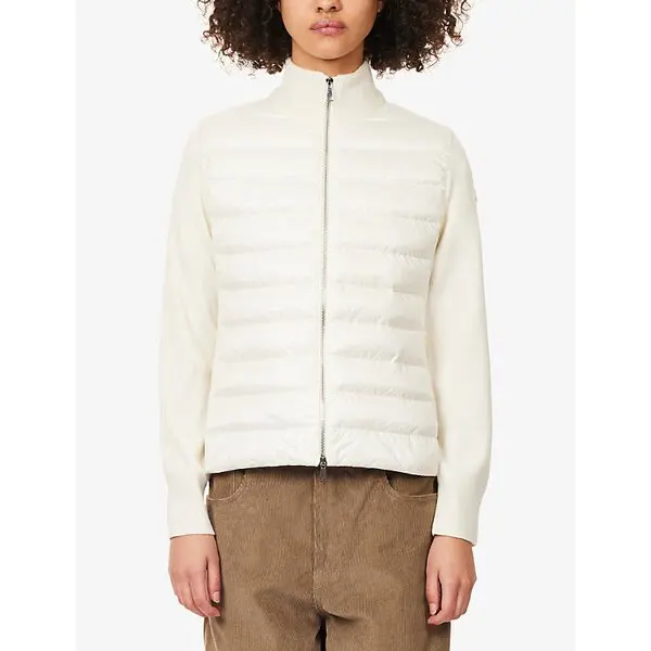 Moncler Padded Zip-up Wool And Nylon Cardigan
