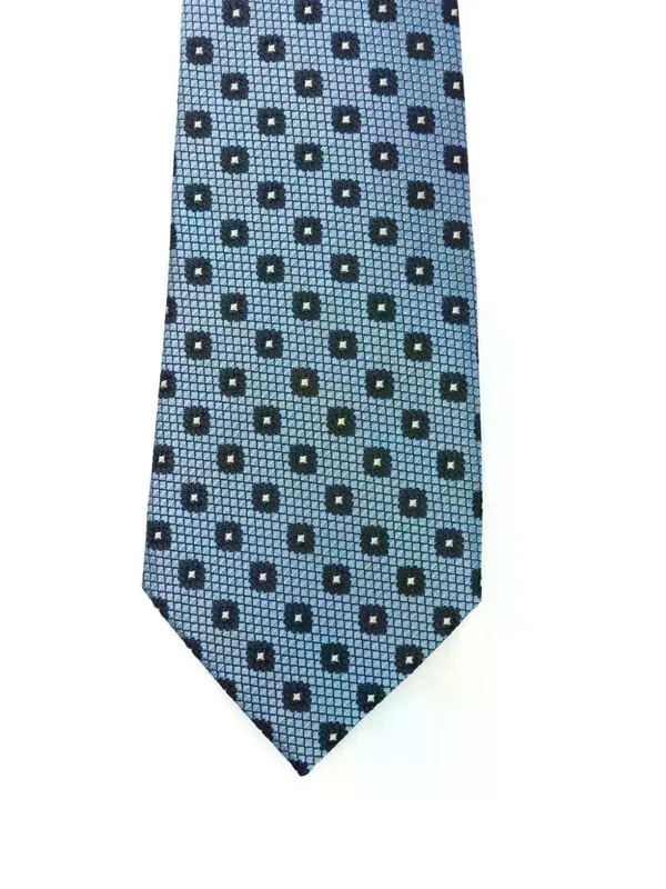 Zegna Square-print Neck Tie - Blue