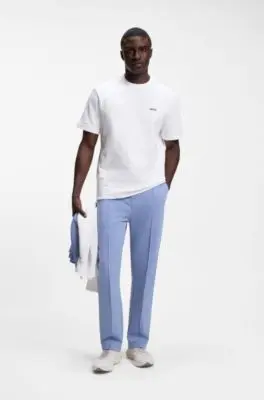 BOSS Cotton-blend T-shirt With Tennis-ball Jacquard - White