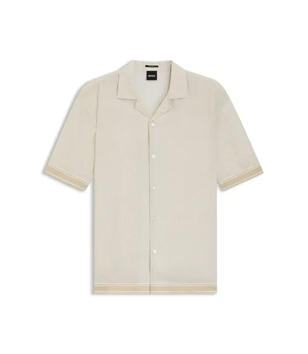 BOSS Relaxed-fit Shirt With Mosaic Print - Light Beige