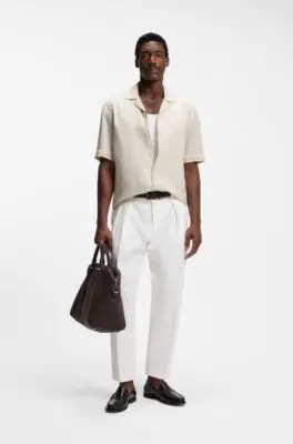 BOSS Relaxed-fit Shirt With Mosaic Print - Light Beige