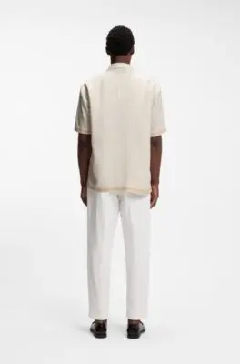 BOSS Relaxed-fit Shirt With Mosaic Print - Light Beige